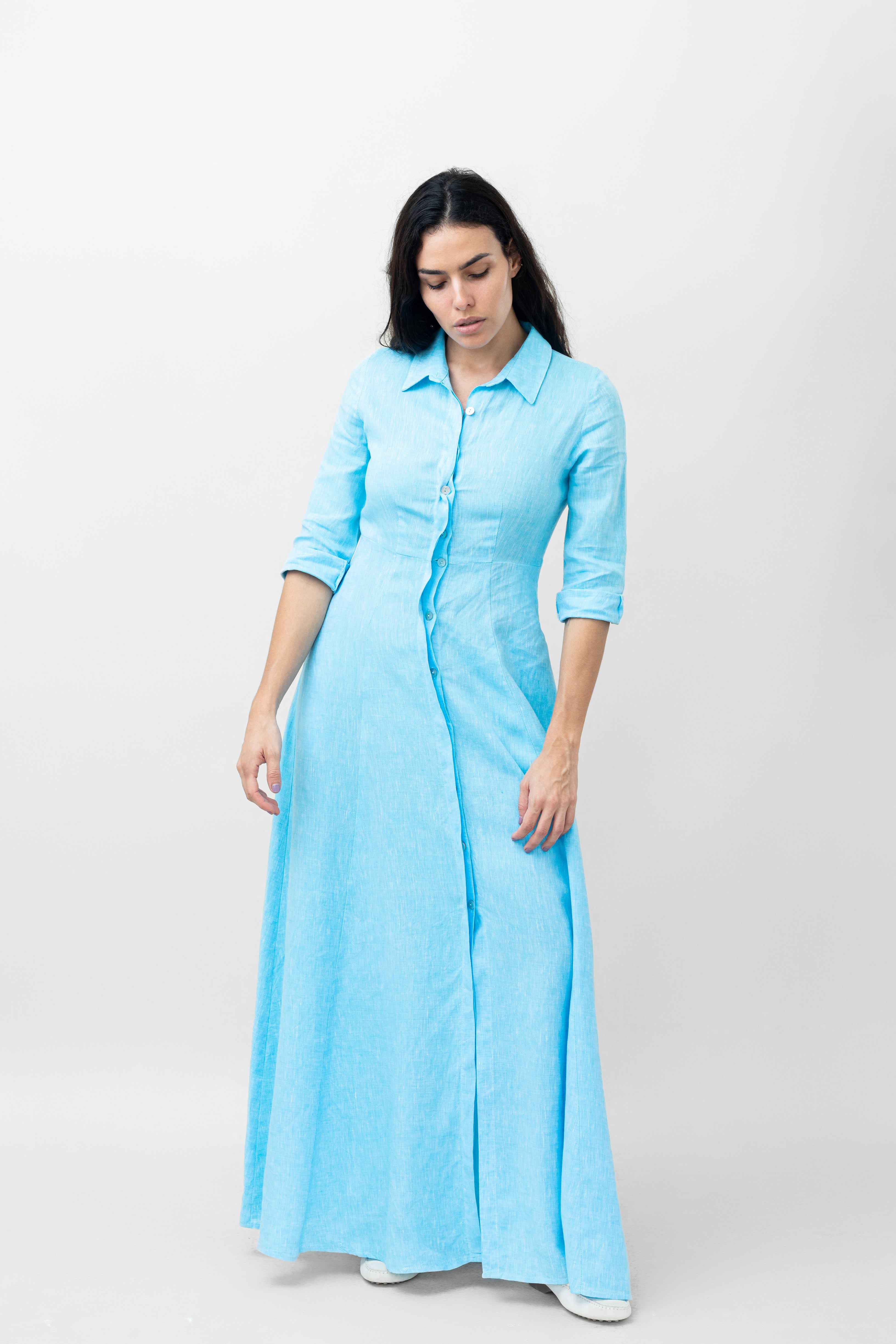 BEATRICE LONG LINEN DRESS – Mediterraneo Boutique Italiana