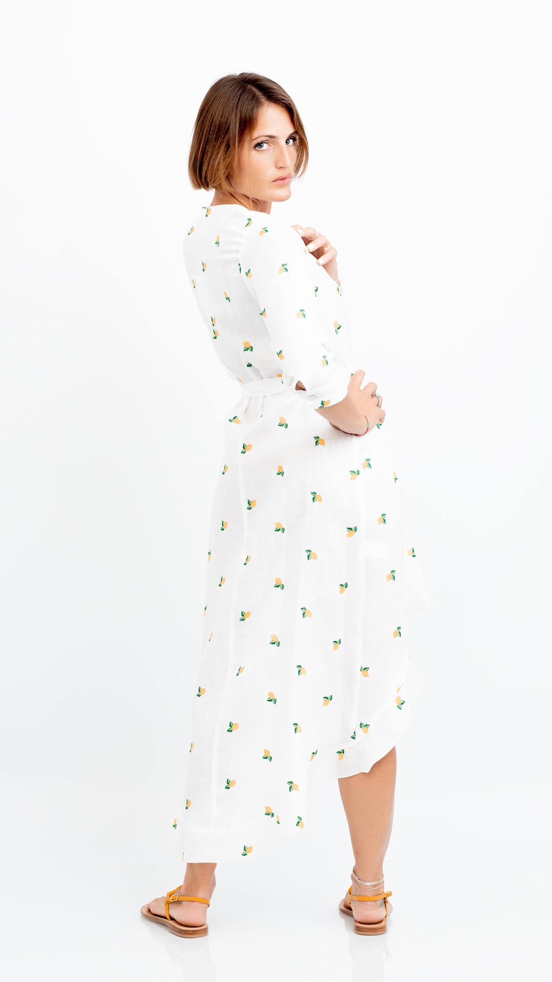 KANT RUFFLE LONG LINEN DRESS – Mediterraneo Boutique Italiana